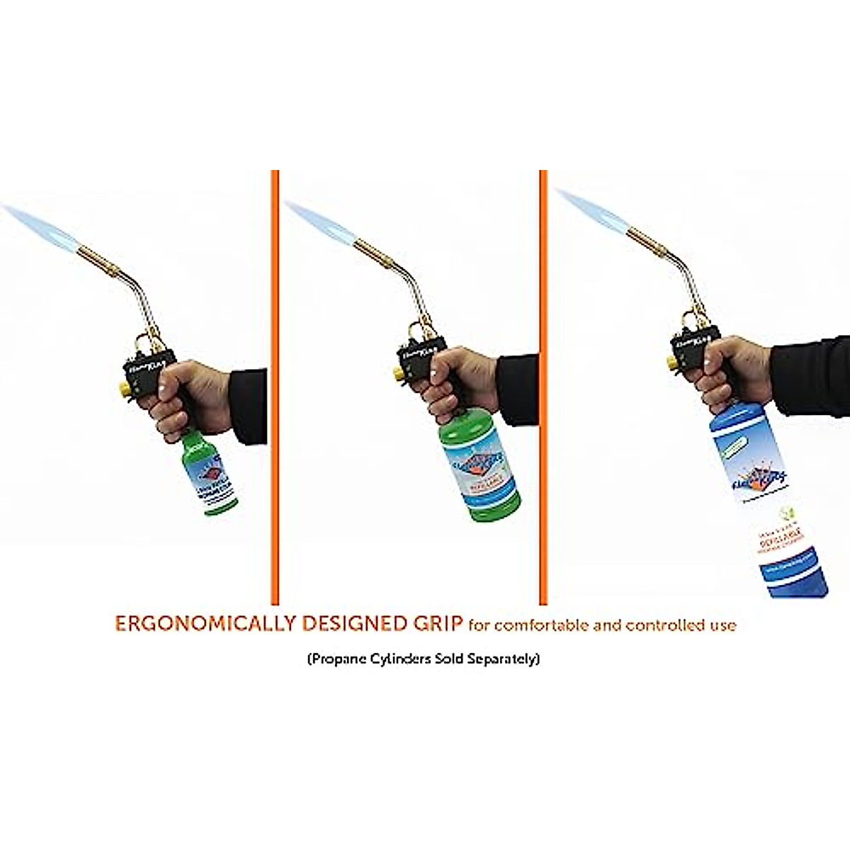 Flame King FK4500CGA High Intensity Propane Torch Head for Soldering, Brazing, Plumbing, Lighting Charcoal/Fire Pits, Compatible with 1LB Cylinders, MAPP, and MAP-PRO