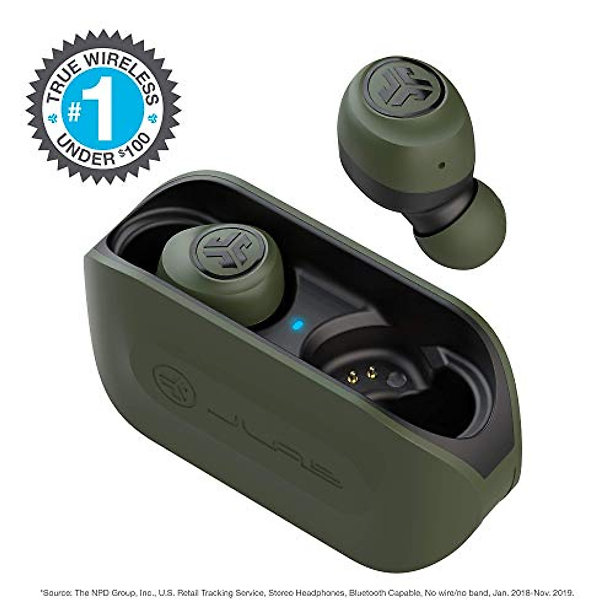 JLab Go Air True Wireless Bluetooth Earbuds + Charging Case - Green - Dual Connect - IP44 Sweat Resistance - Bluetooth 5.0 Connection - 3 EQ Sound Settings Signature, Balanced, Bass Boost