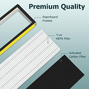 FLT4825 HEPA Filter B Replacement for Ge-rm Guardian Air Purifier AC4825 AC4300 AC4800 AC4900 AC4850, 2 True HEPA Filters & 8 Activated Carbon Pre-Filters