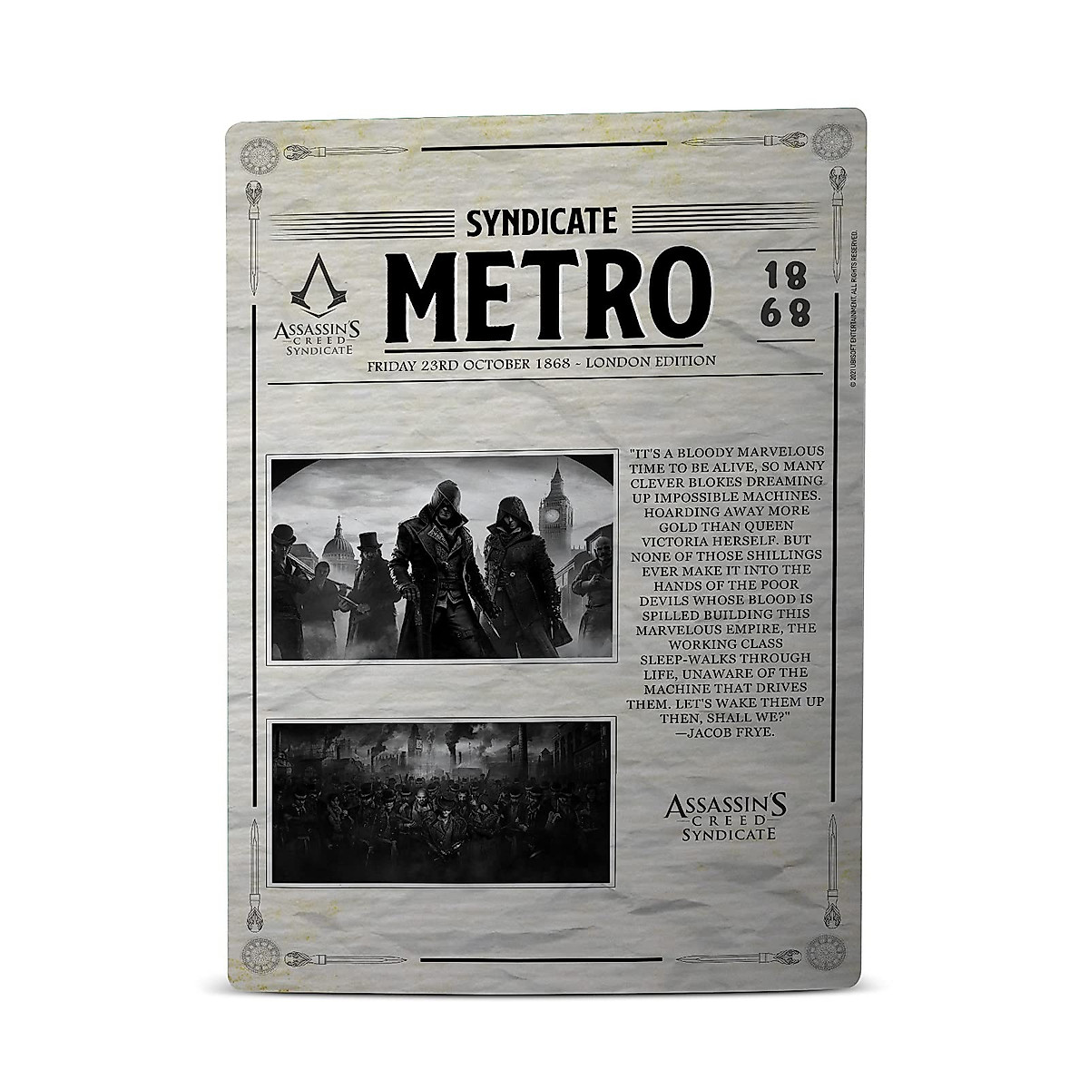 Head Case Designs Officially Licensed Assassin's Creed Newspaper Syndicate Graphics Vinyl Faceplate Gaming Skin Decal Compatible With Sony PlayStation 5 PS5 Disc Edition Console & DualSense Controller