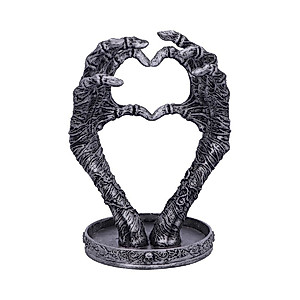Nemesis Now Gothic Mummified Love Heart Hands Jewellery Dish Holder, Silver, 22cm