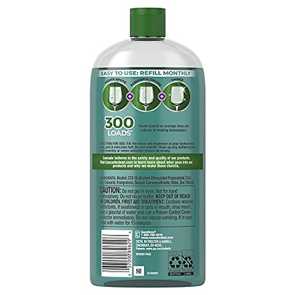 Cascade Rinse Aid Platinum, Dishwasher Rinse Agent, Regular Scent, 30.5 oz