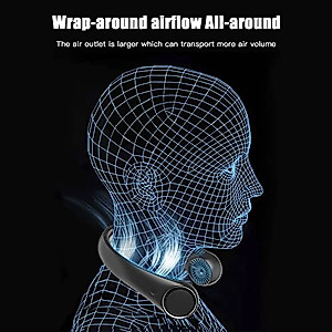 HOKC-N Neck Fan Portable Rechargeable, Personal Cooling Wearable Fan, Hands-Free Bladeless Fan, 78 Air Outlets, Low Noise, 3-speed Adjustable, Up to 12 Hours of Use