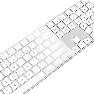 ProElife Keyboard Cover Skin for 2023-2021 Magic Keyboard with Touch ID and Numeric Keypad Model-A2520 U.S Enter Protector 0.12-mm TPU Protector (3 Keys ON The Left of The Space BAR) (Clear)