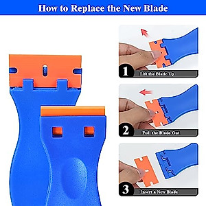 REEVAA Plastic Razor Blade Scraper Tool Plastic Scraper With 20PCS Double Edged Plastic Razor Blades For Car Wrapping Plastic Blade Scraper, Label Decal, Window Adhesive Remover Vinyl Wrap Tool 2PCS