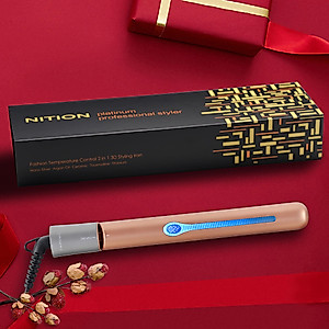 NITION Ceramic Tourmaline Flat Iron for Hair LCD 1" Hair Straighteners MCH Fast Heating UP Healthy Smooth Straightening Styling Tools with Travel Pouch Bag. 265-450°F Adjustable 6 Temperatures Levels