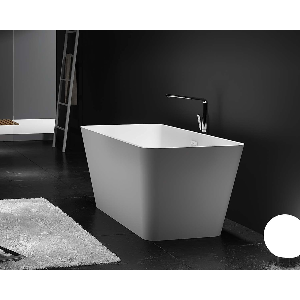 Dowell 076 59" Luxury Contemorary Stone Resin FREE STANDING Bathtub White Modern