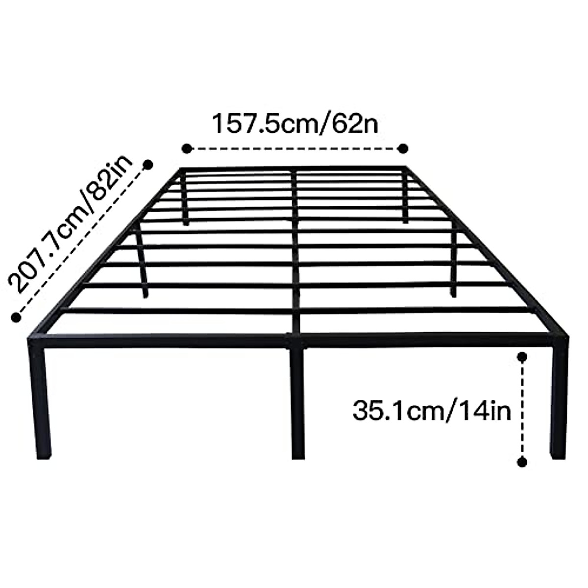 HOMWAYART Queen Size Metal Bed Frame, High Platform Reinforced Steel Slats Support, Easy Assembly, Sturdy, Non-Slip and Noise-Free, No Box Spring Needed (Queen)