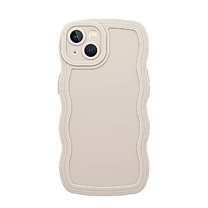 PNATEE Phone Case for iPhone 13 Mini, Solid Color Curly Wave Frame Soft TPU Bumpers Back Phone Cover for iPhone 13 Mini (5.4 inch), Cute iPhone Case for Women Girls, White