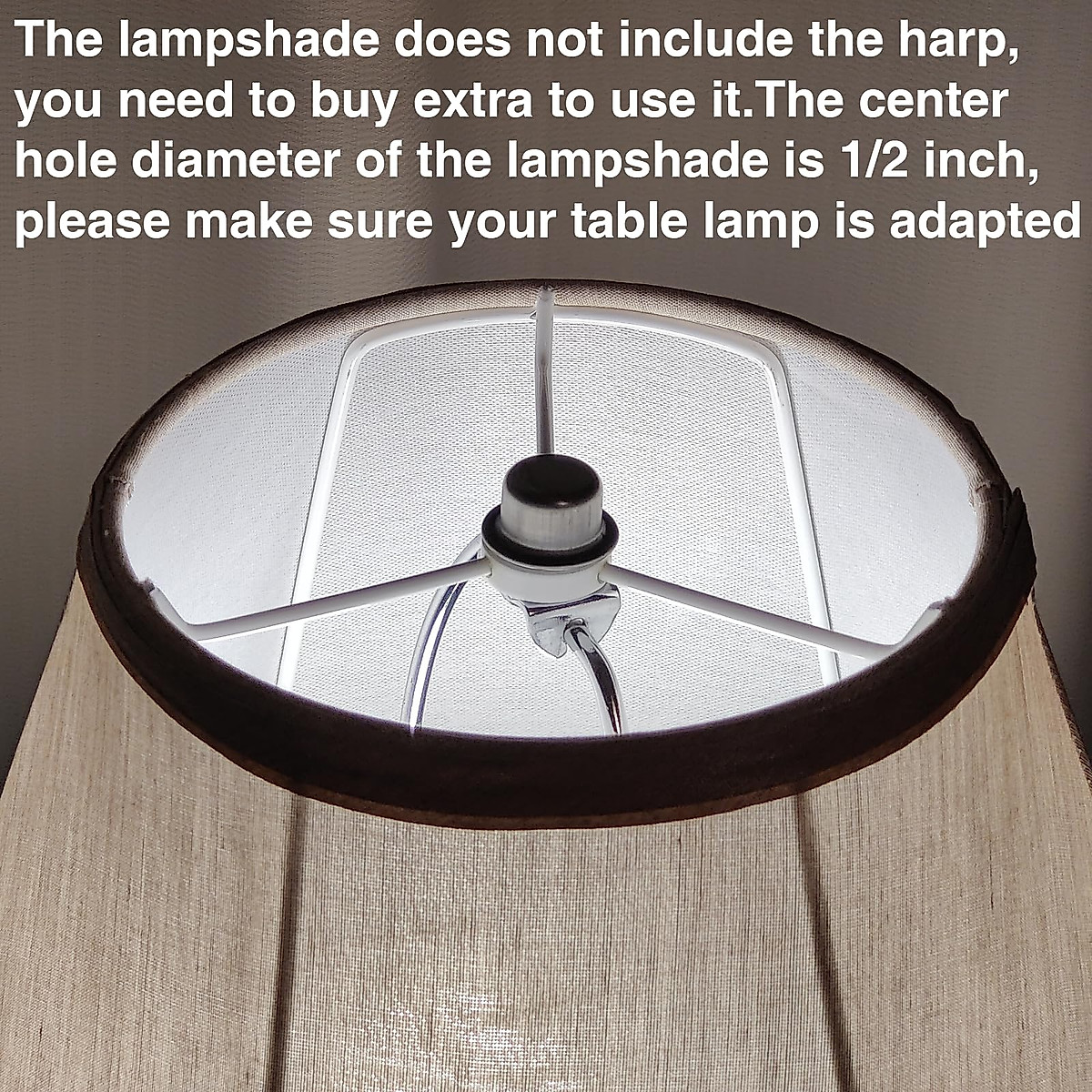 Thuipwroen Double Lamp Shades 6x12.5x9 inch,White Lampshades set of 2 Natural Linen Hand Crafted Lampshades Large