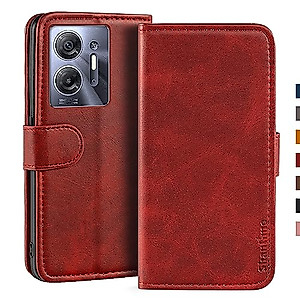 Shantime for Infinix Hot 30 5G Case, Leather Wallet Case with Cash & Card Slots Soft TPU Back Cover Magnet Flip Case for Infinix Hot 30 5G (6.78”) Red