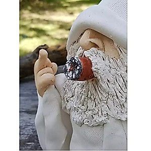 Tirifer Garden Gnome, Wizard Gnome 3D Dwarves, Polyresin Outdoor Sculpture Middle Finger Gnome Statue Garden Figurine Art Garden Decoration for Lawn Yard Balcony Porch Patio
