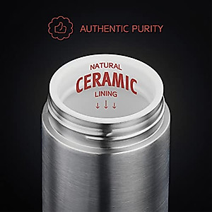 Earthmade Stainless Steel Insulated Food Jar,13 oz Food Thermos for Hot Soup & Cold Fruit, Ceramic Interior Food Container, Silicone spoon Eco-Friendly