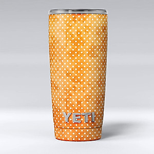Design Skinz The Orange Grungy Watercolored Polka Dots - Skin Decal Vinyl Wrap Kit Compatible with The Yeti Rambler Cooler Tumbler Cups