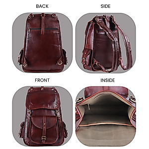 Handmade World Vintage Full Grain 21 Inch Leather Laptop LARGE Backpack Casual Bookbag Daypack Camping Travel Rucksack Knapsack