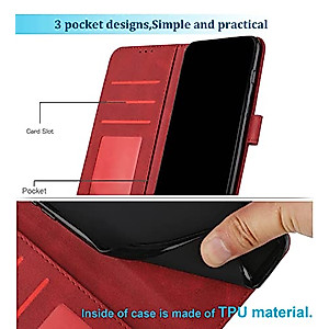 JanCalm for iPhone 12 Mini Wallet Case,[Wrist Strap][Card Holder/Cash Slots][Kickstand] Premium PU Leather Magnetic 12 Mini Phone Case Flip Cover Protective for iPhone Mini 12 Case Wallet (Red)