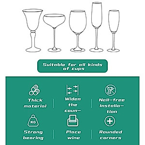 BTHLYES 2 Pack Wine Glass Rack - Punch-free Under Cabinet Stemware Wine Glass Holder Glasses Storage Hanger plastic Organizer for Bar Punch-free self-adhesive（Black）