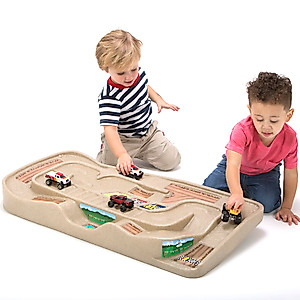 Simplay3 Portable Carry and Go Kids Race Track Toy Car Train Table, 2-sided No Assembly for Children 3 4 5 6 7 Years Old Boys Girls, Made in USA