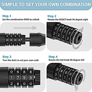 Titanker Bike Lock Cable, 4 Feet Bike Cable Lock Basic Self Coiling Kids Bike Lock Combination with Complimentary Mounting Bracket, 5/16 Inch Diameter (4FT, Blue-8mm)
