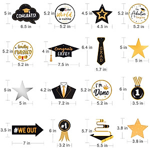 Graduation Party Decorations 2023, 31PCS Graduation Party Supplies Graduation Stuff Hanging Swirls Ceiling Decor And String Graduation Banner for Elementary 8th Grade High School College Black And Gold Class Of 2023 Congrats Decorations Grad Decor (Gradua