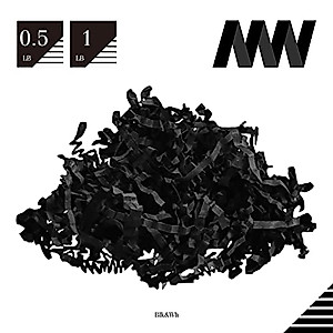 BLK&WH 0.5LB Crinkle Cut Paper Shred Filler, Black Crinkle Paper for Gift Wrapping, Shredded Paper for Gift Baskets, Crinkle Paper for Packaging