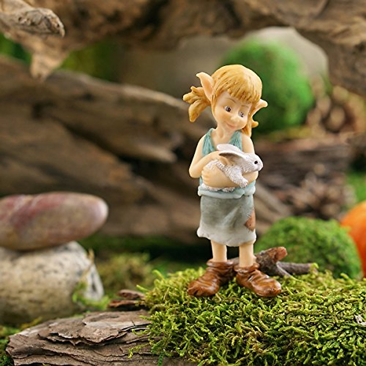 Top Collection Miniature Fairy Garden and Terrarium Pixie Hugging Bunny Figurine