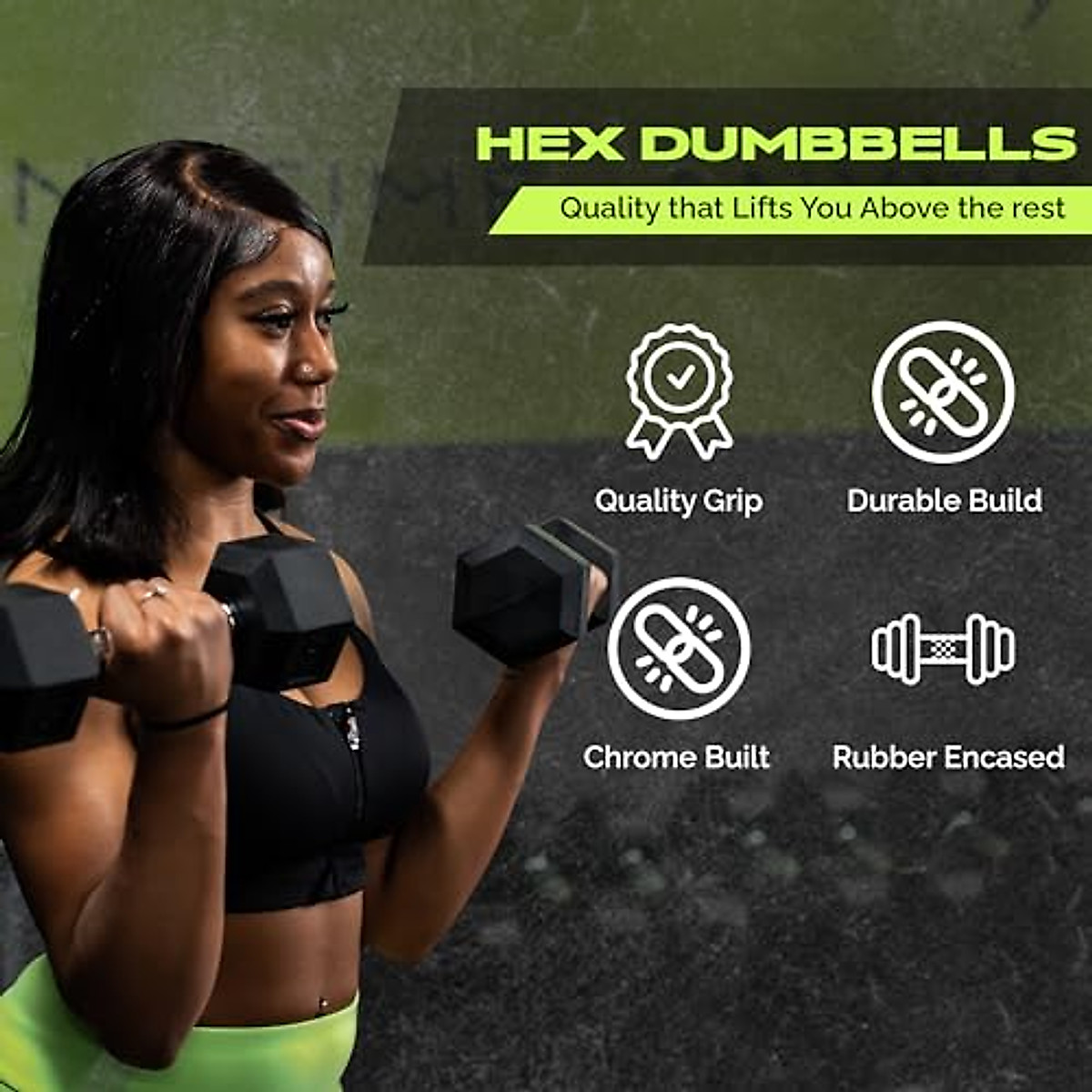 Rage Fitness Rubber Coated Dumbbell - No Roll Design Easy-Grip Steel Knurled Handle, Weights Dumbbell Set for Strength Training, Workouts - Ideal Weights Set for Home Gym - SOLD INDIVIDUALLY - Black (55 LB)