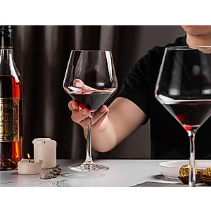 KOSIUN, Wine Glasses, Hand Blown,Large Bowl, Lead-Free Crystal, Long Stem, 23-Ounces, Burgundy, Set of 4