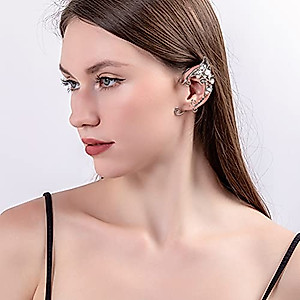 Holibanna Elf Ear Cuffs for Women Elf Fairy Earrings Cuff Wrap Clip on Filigree Earrings for Halloween Costume Cosplay Wedding Party Jewelry (D)