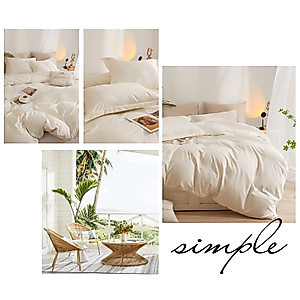 Cream White Duvet Cover King Size Soft Washed Microfiber Ivory Duvet Cover with Zipper Closure Boho 3 Pieces Bedding Set Off White Comforter Cover 1 Cream Duvet Cover 104”x90” with 2 Pillowcases