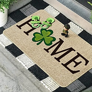 Artoid Mode Home Clover Shamrock Decorative Doormat, Seasonal Spring St. Patrick's Day Holiday Home Low-Profile Floor Mat Switch Mat for Indoor Outdoor 17 x 29 Inch