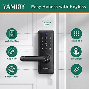 Yamiry 2-in-1 Video Doorbell Smart Lock, Black, Keypad