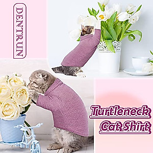 DENTRUN Sphynx Hairless Cats Shirt Pullover Kitten T-Shirts, Breathable Cat Wear Turtleneck Sweater Adorable Cat's Clothes Vest Pajamas Jumpsuit