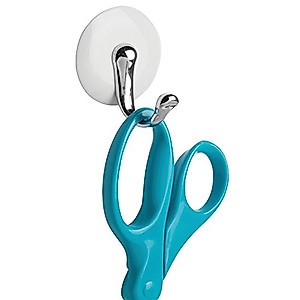 InterDesign AFFIXX Peel-and-Stick Strong Self-Adhesive Storage Hook for Office, Kitchen, Entryway - Pack of 2, Medium, White/Chrome