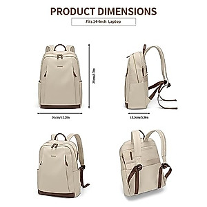 GOLF QUALITY Women Laptop Backpack Stylish College Work Bag Travel Business Backpacks Fits 14 Inch Notebook (Apricot)