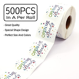 Open Me Already Stickers,Thank You Stickers,Handmade Stickers,Small Shop Stickers,Envelopes Stickers for Small Business, Online Retailers,Handmade Goods,500 Labels Per Roll