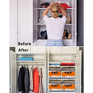Orange Grey Storage Bins 1 Pack, Large Waterproof Storage Baskets for Shelves Closet, Modern Oil Painting Ombre Abstract Aesthetics Storage Basket Foldable Storage Box Cube Organizer with Handles