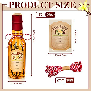 Tioncy 16 Pcs Vanilla Extract Bottles for Homemade Vanilla Jar Glass Bottle with Cap, Shrink Band, Sticker Syrup Gift Food Storage Canister for Bean Sauce Spice for Christmas(5 oz,Red)