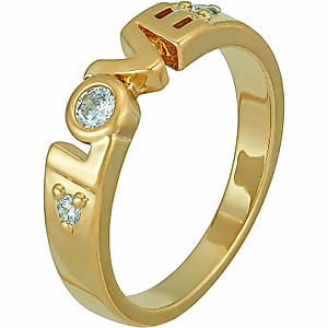 LIFETIME JEWELRY 3-Stone Cubic Zirconia Love Ring for Women 24k Real Gold Plated (9)