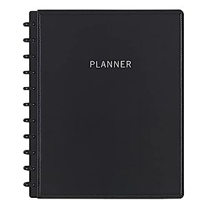 TUL® Discbound Monthly Planner Starter Set, Undated, Letter Size, Leather Cover, Black