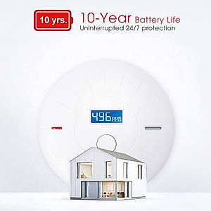 2 Pack 10 Year Battery Operated Smoke and Carbon Monoxide Detector, Portable Fire Co Alarm for Home and Kitchen (White)