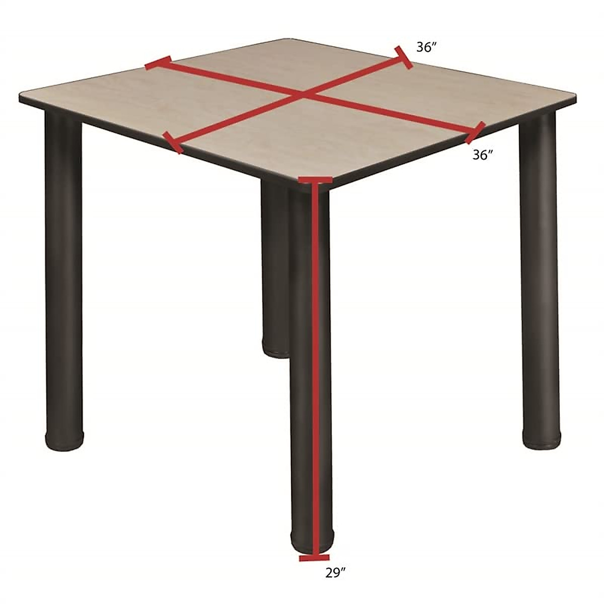 Regency Kee Square Dining & Activity Table with with Slim Lightweight Tabletop, 36", Maple/Black