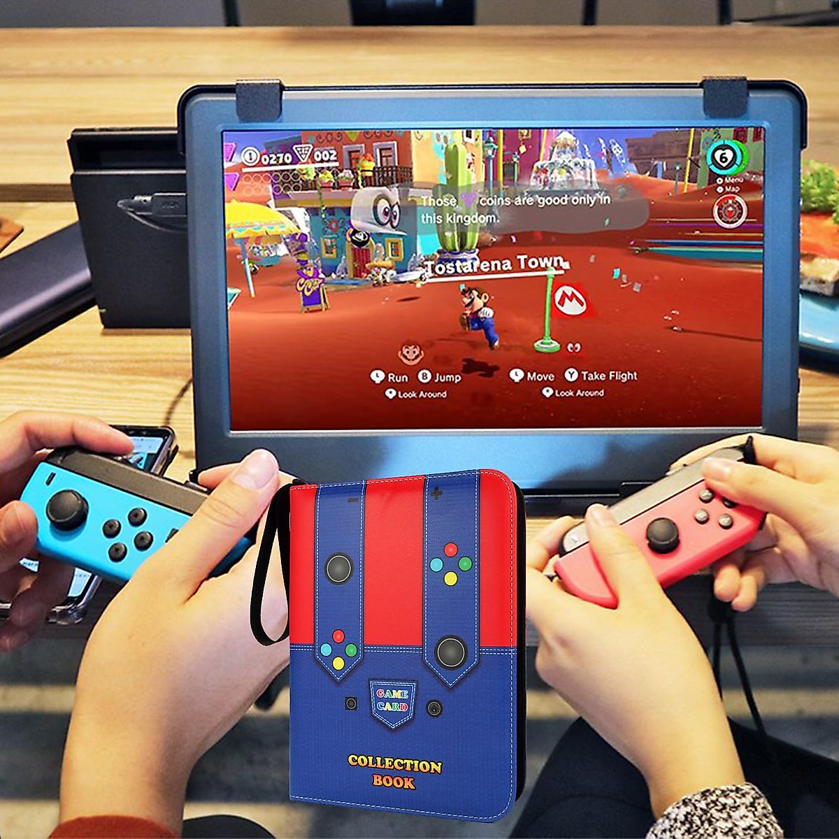 Dmoicols Game Card Binder Compatible with Nintendo Switch &OLED&Lite Model,PS Vita Cartridge Case,SD Memory Card Storage Holder with Sleeves,Card Collection Book holds up to 200 Cards(Red+Blue)
