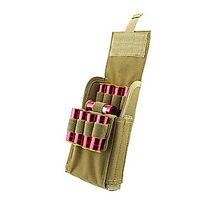ALEONE Molle 25 Round 12 Gauge Shells Shotgun Reload Magazine Pouch Shotgun Ammo Pouch (Tan)