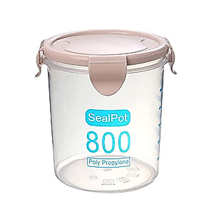 NC Food Sealed can Kitchen Spice nut Food can Refrigerator Moisture-Proof Storage Box Grain Storage Tank Graduated 800ml Pink