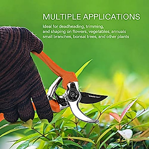 VIVOSUN 8” Premium Bypass Pruning Shears, Strong Garden Clippers, Durable Hand Pruner, Tree Trimmers for Bushes, Stems, and Flowers, Orange