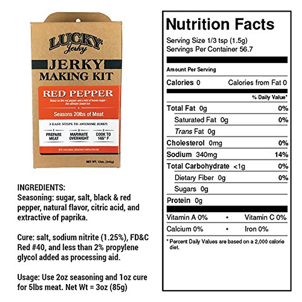 Lucky Jerky DIY Jerky Seasoning Kit 4 Pack - Original, Red Pepper, Teriyaki, Peppered