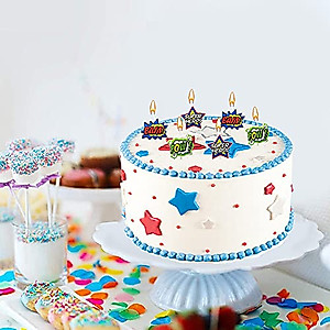 ArtCreativity Superhero Pick Candles, Set of 6, Super Hero Themed Birthday Cake Candles, Birthday Party Supplies and Decorations, Cake Topper, Cupcake Topper