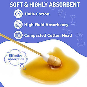 Accesfire 200pcs Large Cotton Swabs in Storage Box, 6 Inch Long Cotton Swabs with Bamboo Handle for Dogs - Professional Dog Ear Swabs, Big Cotton Swabs, Specially Designed for Dogs, Cleaning Solution