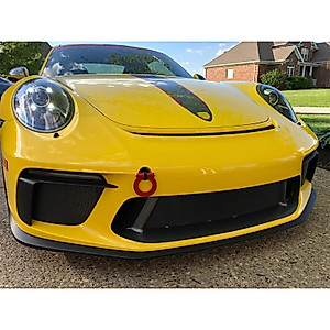 Xotic Tech Sport Track Racing Style CNC Aluminum Screw-on Tow Hook Front Bumper Compatible with Porsche Panamera, Carrera 911 991 (Red)